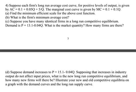 Solved 4 Suppose Each Firms Long Run Average Cost Curve For