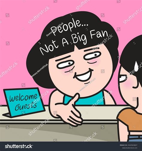 Introvert Woman Tired Greeting Shaking Hands Stock Vector Royalty Free