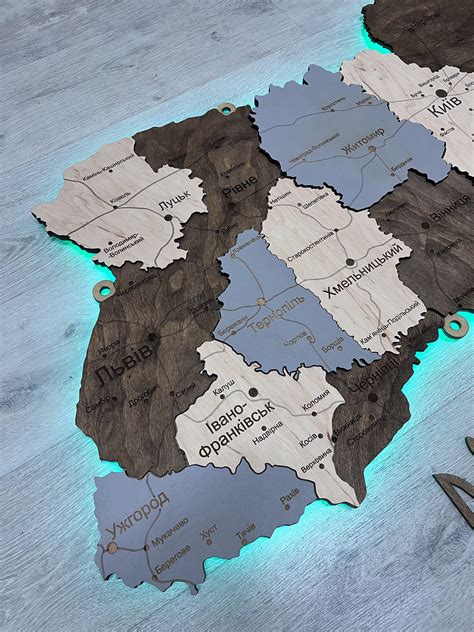 ᐉ Мапа України Камяний ліс деревяна з підсвіткою 200x134 см • Краща ціна в Києві Україні