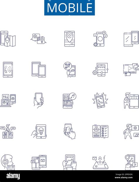 Mobile Line Icons Signs Set Design Collection Of Phone Cellphone Handset Mobile Smartphone