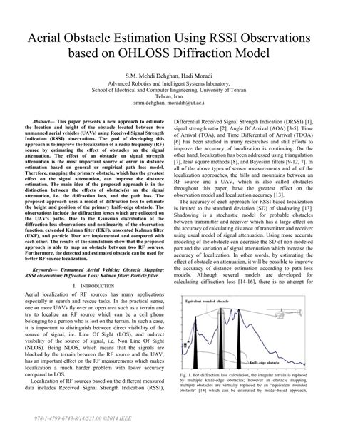 pdf aerial obstacle estimation using rssi observations based on