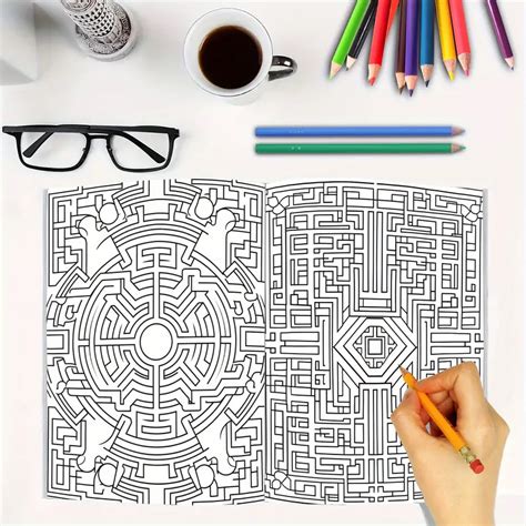 매혹적인 미로 여행 색칠 공부 40페이지 성인용 색칠 키트 생일 및 휴일 선물로 완벽 친구 및 가족에게 이상적 제한 시간 거래를 위해 지금 쇼핑하기 Temu