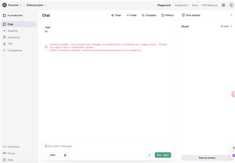 Invalid Prompt In Using O1 Preview And O1 Mini Api Openai Developer