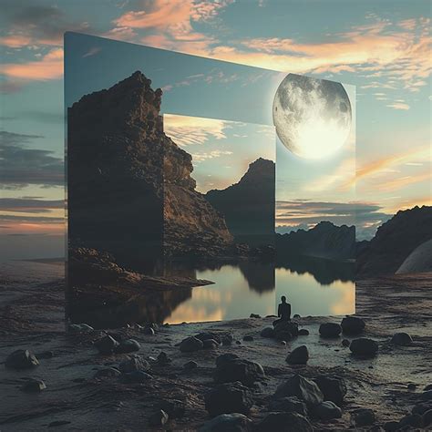 3d Rendered Photo Of Create A Surreal Scene Combine Elements From