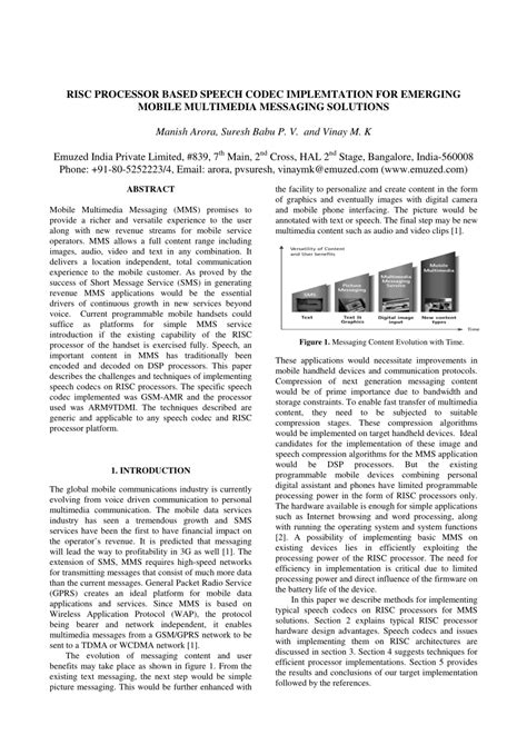 Pdf Risc Processor Based Speech Codec Implementation For Emerging Mobile Multimedia Messaging
