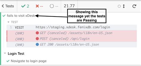 Cypress Tests Passing But Showing Message Cannot Visit Site · Issue