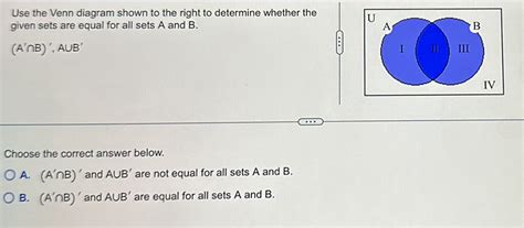 Use Venn Diagram Shown Right Determine Given Sets Equal Sets B Acap