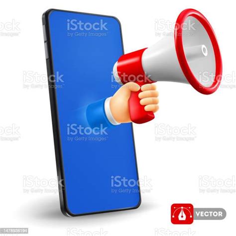 스마트폰에 손을 들고 확성기 스피커 3d 그림 3차원 형태에 대한 스톡 벡터 아트 및 기타 이미지 3차원 형태 개념 개념 실재론 Istock