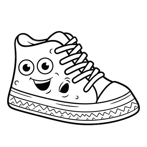 귀여운 운동화 색칠 페이지 개요 스케치 드로잉 벡터 덩굴 그리기 크리퍼 개요 크리퍼 스케치 Png 일러스트 및 벡터 에