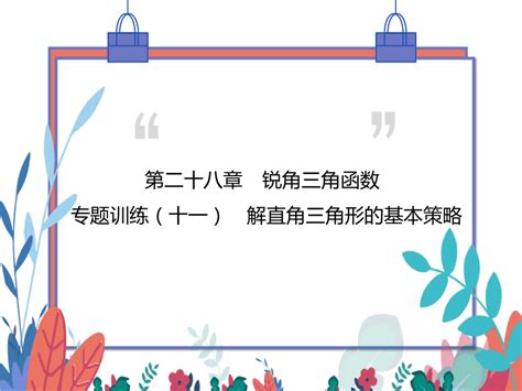 [数学]【同步精讲 习题课件】第28章《锐角三角函数》专题训练 十一 解直角三角形的基本策略 人教版数学九下 课件下载预览 二一课件通