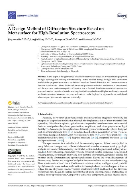 Pdf A Design Method Of Diffraction Structure Based On Metasurface For High Resolution Spectroscopy