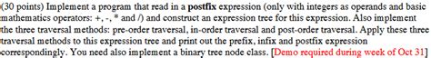 Implement A Program That Read In A Postfix Expression