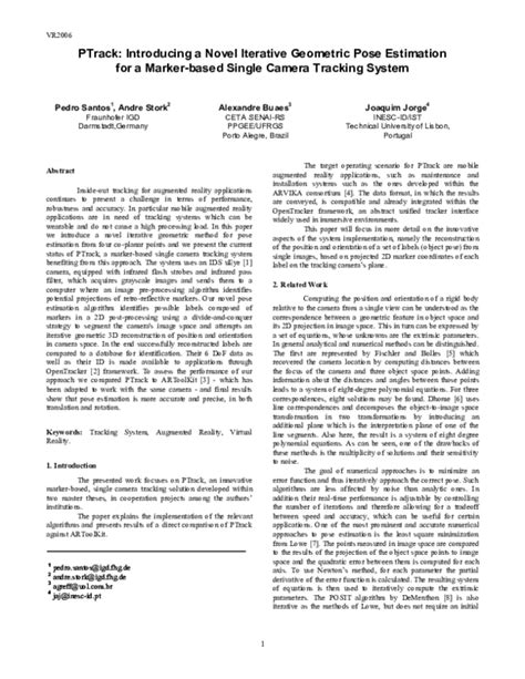 Pdf Ptrack Introducing A Novel Iterative Geometric Pose Estimation