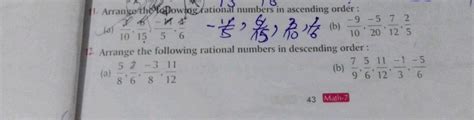 Arrange The Following Rational Numbers In Ascending Order A Frac 3 1