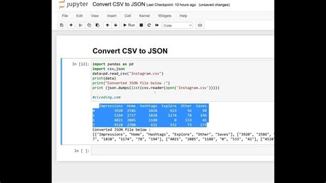 Day 102 Convert Csv To Json Youtube
