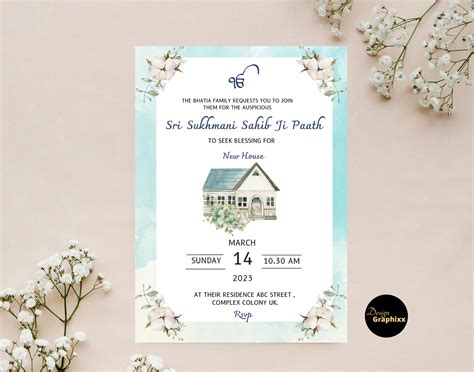 Buy Sri Sukhmani Sahib Ji Path Invitation New House Sri Akhand Paath Sahib Sikh Invitations