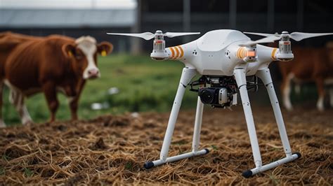 Robotic Drones Monitoring Livestock In A Hightech Farm Premium Ai Generated Image