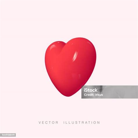 플라스틱 레드 하트 렌더링 현실적인 3d 디자인 아이콘 심장 기호 사랑 벡터 일러스트 레이 션 2월에 대한 스톡 벡터 아트 및 기타 이미지 Istock