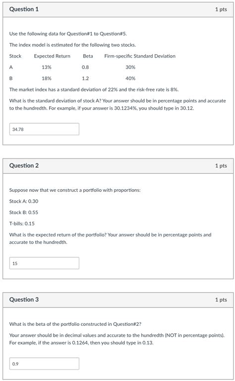 Solved Question 1 1 Pts Use The Following Data For Chegg Com