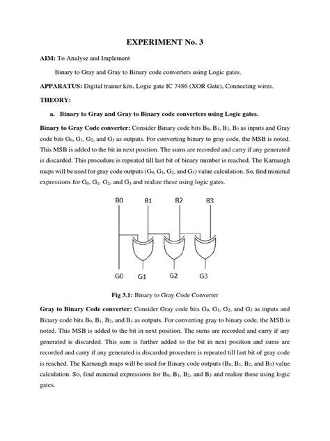 Binary To Gray And Gray To Binary Converter Pdf Bit Logic Gate