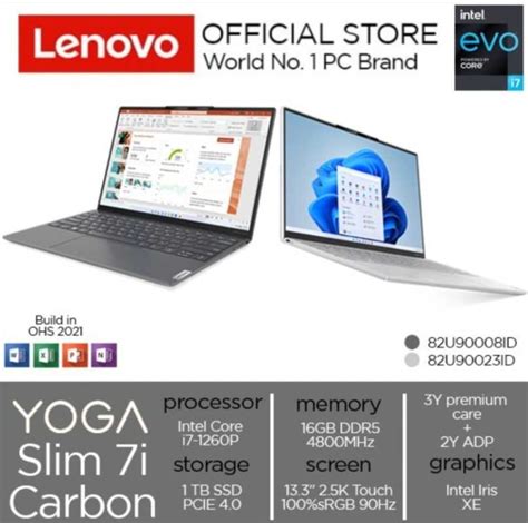 Jual Lenovo Yoga Slim 7i Carbon Touch 13iap7 08id 23id I7 1260p 16gb 1tbssd Irisxe Windows 11