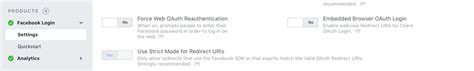 facebook how to disable use strict mode for redirect uris stack