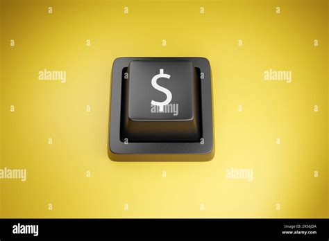 Black Dollar Sign Key Of A Keyboard On Bright Yellow Background Illustration Of The Concept Of