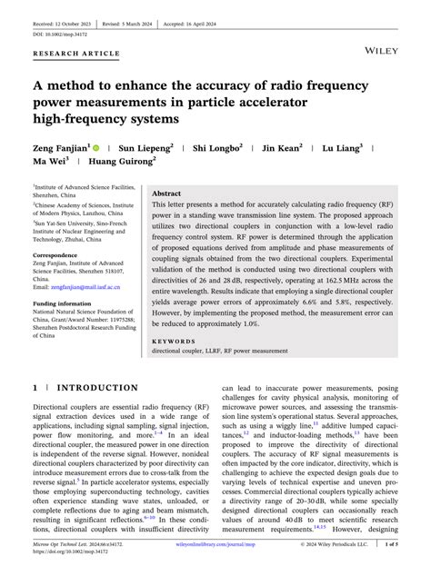 A Method To Enhance The Accuracy Of Radio Frequency Power Measurements