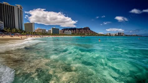 호놀룰루 관광 명소 와이키키 해변 하와이의 놀라운 전망 와이키키 해변 Hd 사진 사진 구름 배경 일러스트 및 사진 무료 다운로드 Pngtree