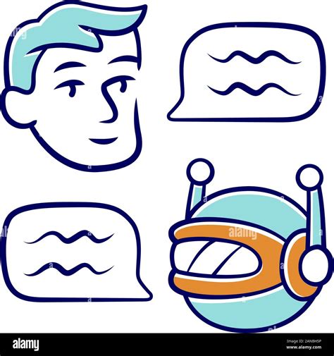 Chatbot Color Icon Online Customer Support Robot Help Service Man Chatting With Bot