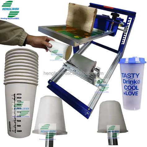 원통형 원형 수동 스크린 인쇄 기계 병 수동 스크린 프린터 용 플라스틱 종이 컵 클램프