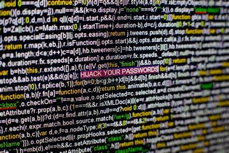 Macro Photo Of Computer Screen With Program Source Code And Highlighted