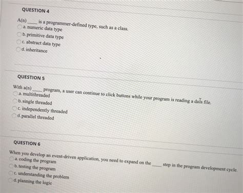 Solved Question4 An一一s A Programmer Defined Type Such As