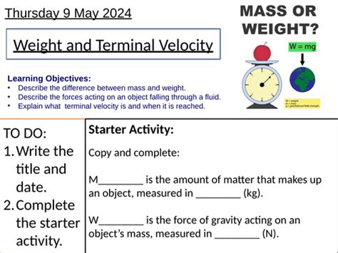 Gcse Physics Weight And Terminal Velocity Complete Lesson Teaching Resources