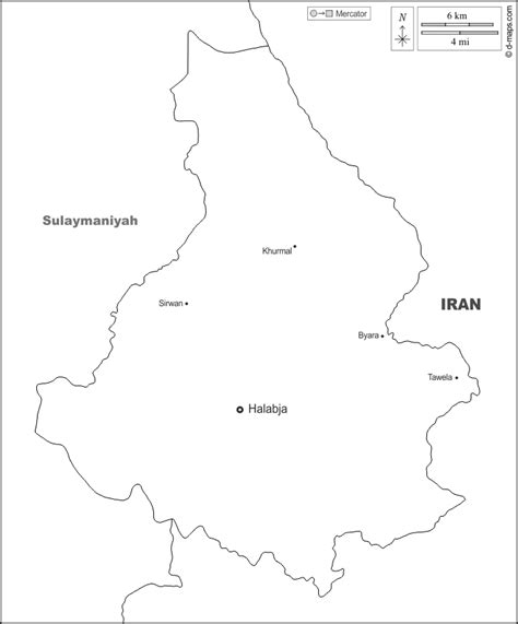 哈拉卜贾省 D 免费地图 免费的空白地图 免费的轮廓地图 免费基地地图 边界 主要城市 名称 白