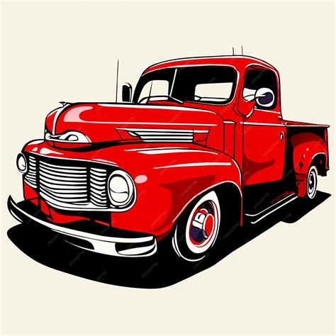 Premium Vector Old Red Truck Vector Illustration