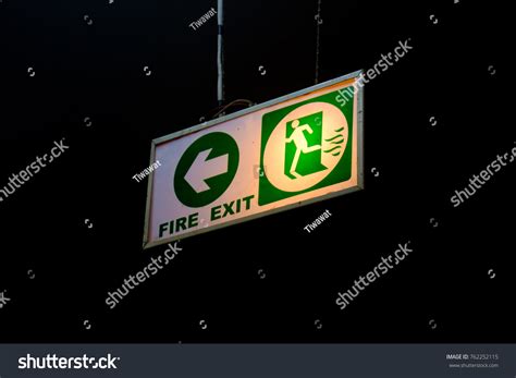 Emergency Exit Sign Glowing Dark Stock Photo Shutterstock