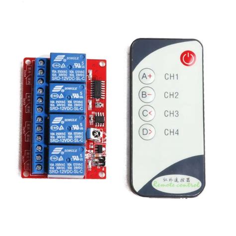 Promo 4 Channel 4CH 12V LED Relay Module With IR Infrared Remote Control DIY 8 Meters Diskon 28