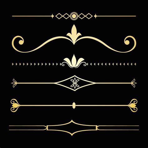 Decorative Lines Text Devider Set Gold Line Minimal Separators Elegant Doodlle Borders