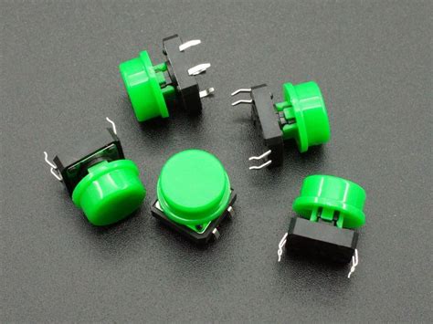 tactile momentary pushbutton green 12mm 5 pack protosupplies