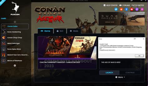 Funcom Launcher Wont Launch The Game R Conanexiles