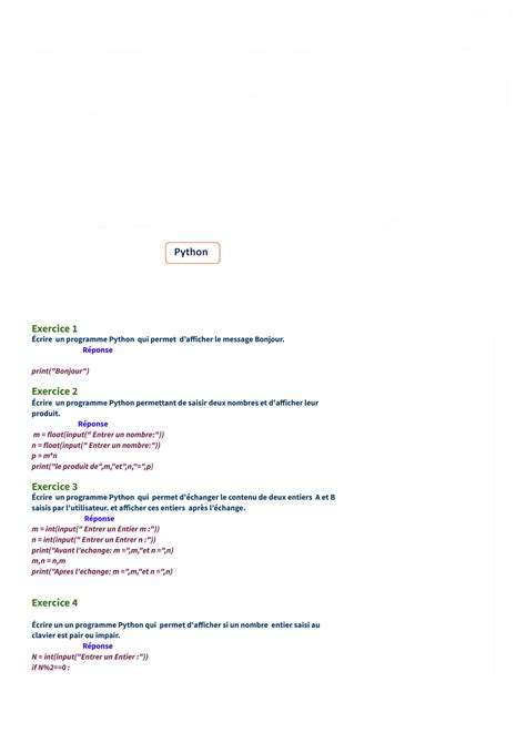 SOLUTION Exercices Corrige En Python Studypool