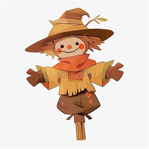 可爱的稻草人卡通手绘元素素材图片免费下载 千库网