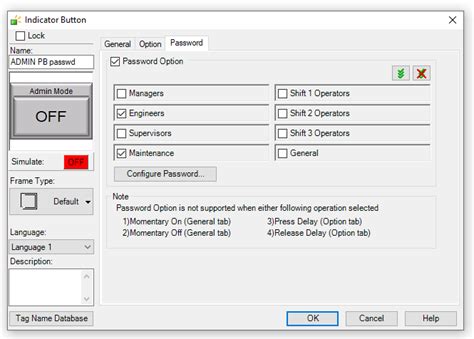 Password Protected Admin Mode Push Button