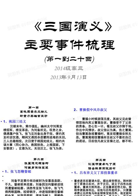 《三国演义》主要事件梳理 Ppt模板免费下载编号1y3cn2mnv图精灵