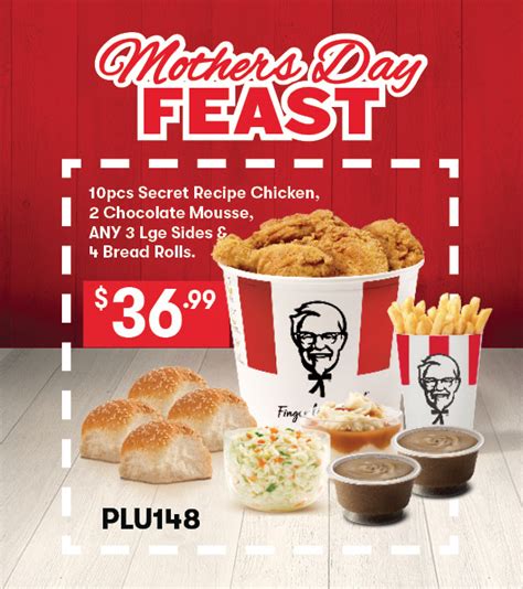 Deal Kfc 3699 Mothers Day Feast 10pcs Chicken 2 Chocolate Mousse 3 Large Sides 4 Bread