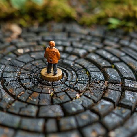 Premium Photo Tiny Man Figurine Standing On Circle