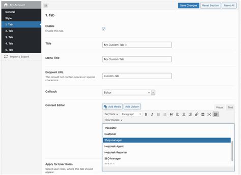 Woocommerce My Account Customizer