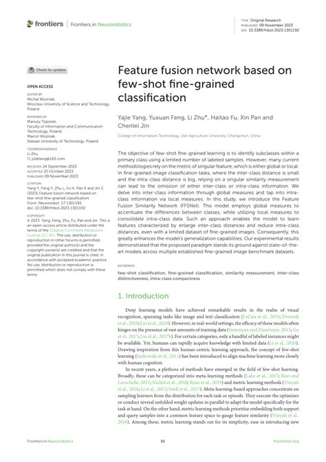 pdf feature fusion network based on few shot fine grained classification