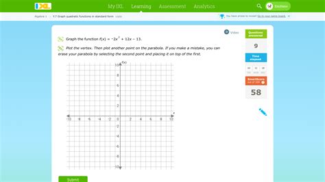 My Ixllearningassessmentanalyticsemilianoalgebra 1y 7 Graph Quadra